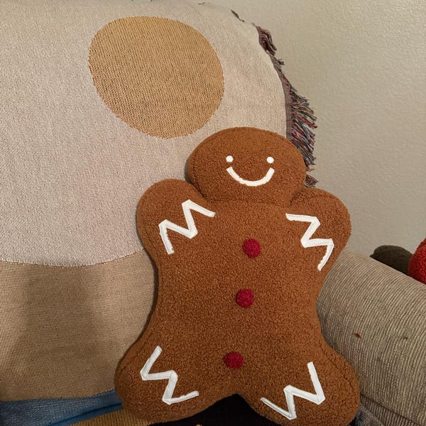 Gingerbread Man Sherpa Pillow, Gingerbread Man Pillow, Faux Fur ...