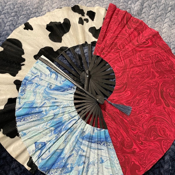 Groovy Disco Fan / Large Fan / Rave Accessories / Hand Fan / Rave Hand Fan / Clacking Fan / EDM ...