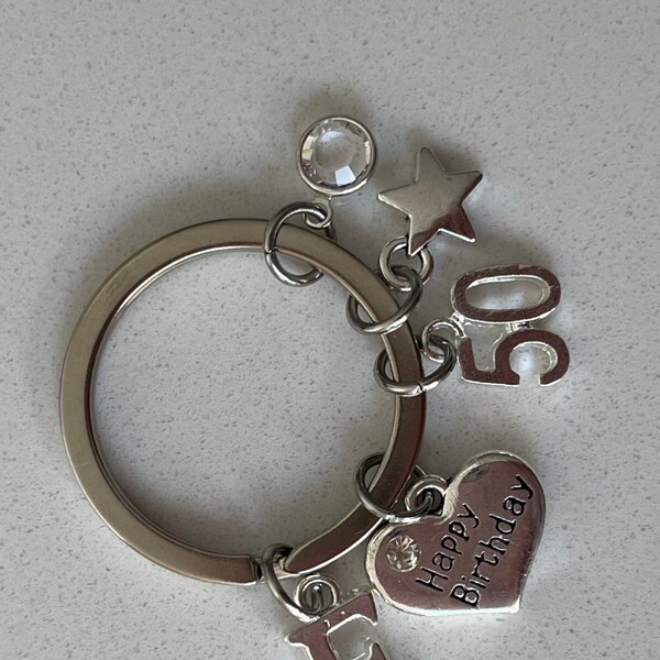 50th Birthday Keyring, Happy Birthday 50, Personalised Milestone Age ...