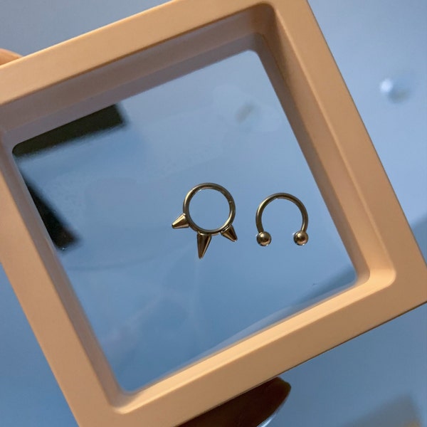 16G Implant Titanium Spike Hinged Segmet Septum Ring, Triple Spikes Septum Clicker, Punk Daith ...