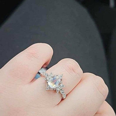 Pear Shaped Morganite Engagement Ring Rose Gold Unique Pearl Wedding ...