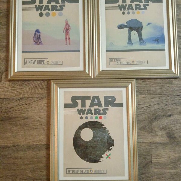 Star Wars Poster Episode 4 5 6 Movie Poster Set, Retro Star Wars ...