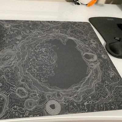 Moon Topographic Map Desk Mat Large Gaming Mousepad Black - Etsy