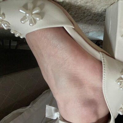 Pearl Flower Bridal Shoes, Pearl Wedding Shoes With Ribbon Ties, Pearl ...