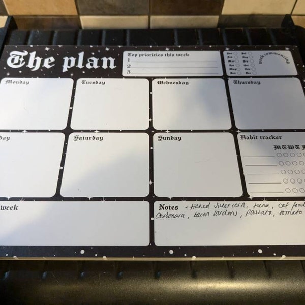 Goth Weekly Planner Pad, Undated Gothic Organiser to Do List & Habit ...