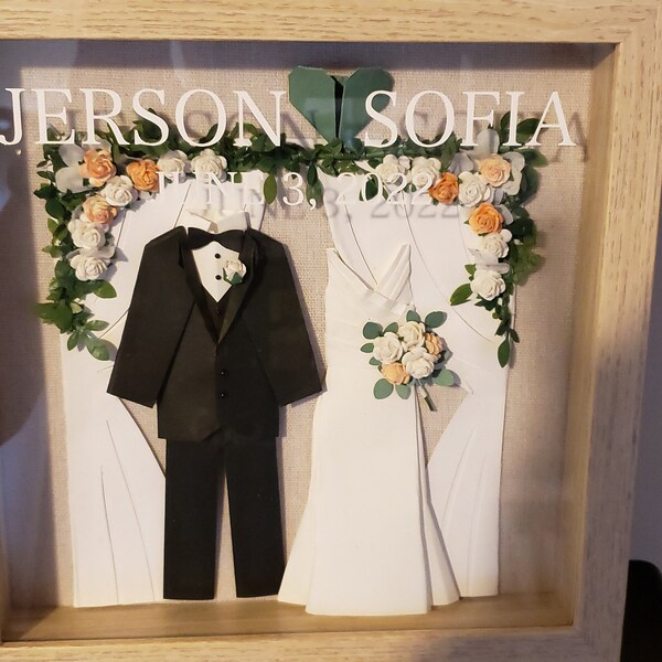 Personalized Bride and Groom Frame, Paper Anniversary Gift, First ...