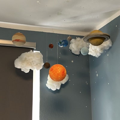 Hand Painted Solar System Model Hanging, Solar Mobile, Sun and Planets ...
