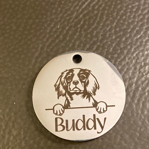 Dog Tag, Name Tag, Pet ID, Dog Name Disc, Engraved Stainless Steel ...