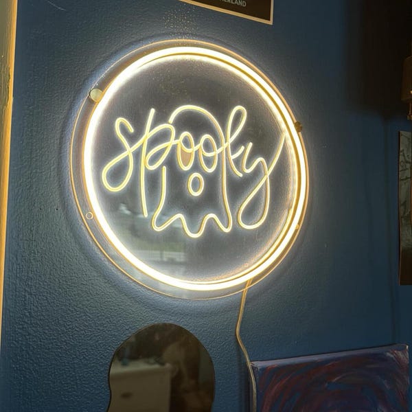 Spooky Boo Neon Sign Custom Halloween Led Light Sign Cute Ghost Light ...