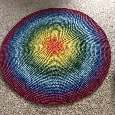 Hand Crochet Round Rug Beautiful Two Changing Shades Put in - Etsy