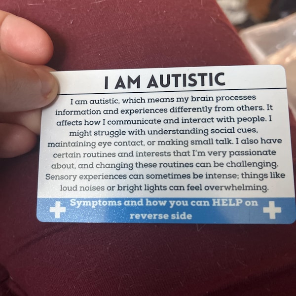 I Am Autistic Card, Autism Awareness Medical ID Card, High Functioning ...