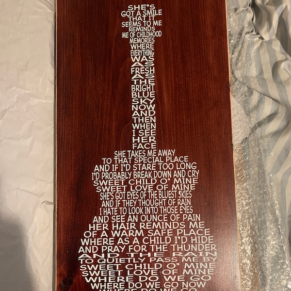 Lyric Guitar Personalized Wood Sign - Etsy