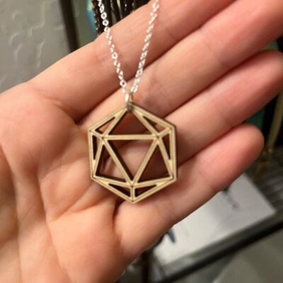 D20 Silhouette DND Lasercut Geometric Necklace - Etsy