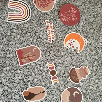 Boho Aesthetic Stickers 10 Pack Laptop Hydroflask Water Bottle Vinyl ...