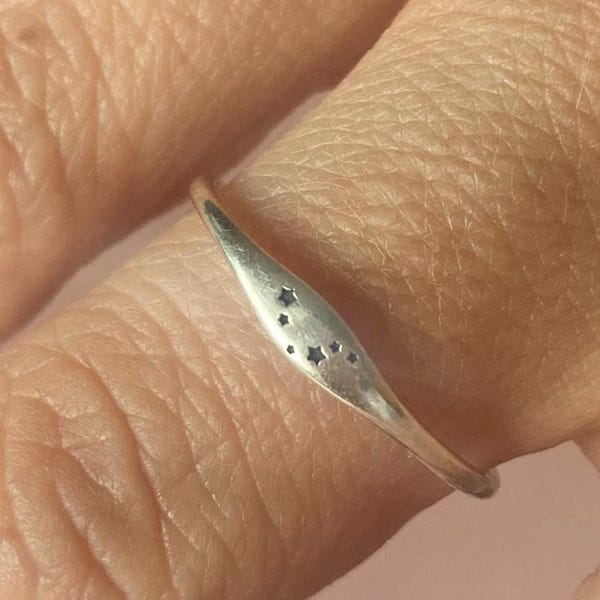 925 Sterling Silver Moon and Star Ring,dainty Half Moon Ring,moon Phases Ring,crescent Moon Ring ...