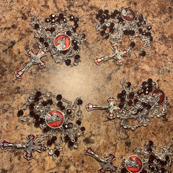 Lot of 2 Jesus Red Enamel Crucifix Rosary Cross Made in ITALY Silver ...