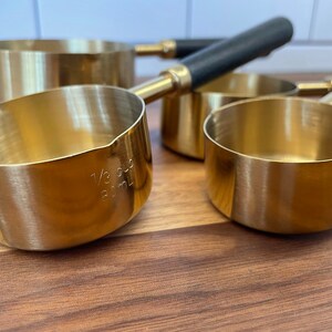 Modern Measuring Cups Set of 4 Stainless Steel Cooking Baking Wooden ...