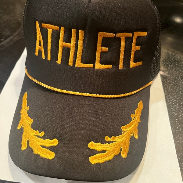 CUSTOM TEXT Nautical Hat- Black Gold Captain Hat- Yacht Sailor ...