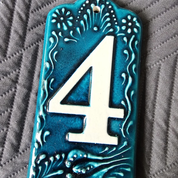 Handcrafted Deep Blue Ceramic House Number Tile: Turkish Design Address ...