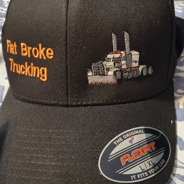 CUSTOMIZABLE Embroidered Big Rig Trucker FLEXFIT Hat Peterbilt Kenworth ...