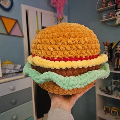 No-sew Giant Burger Crochet Pattern - Etsy