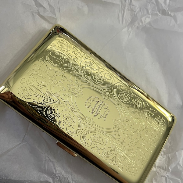 Personalized Golden 120s Cigarette Case Double Sided With Scroll Design ...