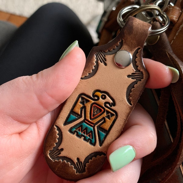 Western Cowboy Leather Key Fob / Keychain - Etsy