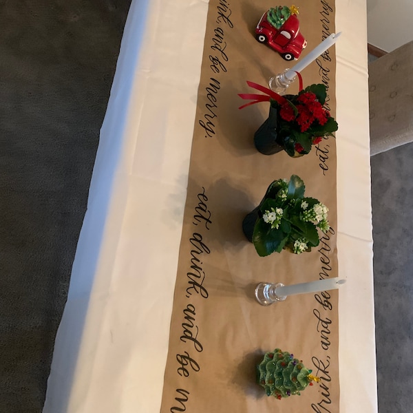 Brown Paper Table Runner for Holidays - Handlettered Kraft Paper ...
