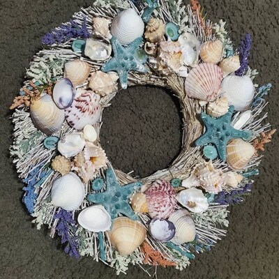 Seashell Wreath Summer Coastal Door Beach Wreathmore COLORS - Etsy