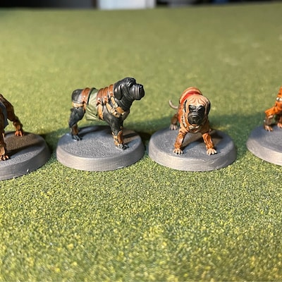 4pc Mastiff Dogs 32mm Scale Dnd Miniature Dungeons and Dragons Mini 5E ...