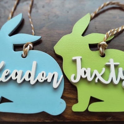 Easter Basket Name Tags / Wooden Bunny Name Tags / Wooden Name Labels ...