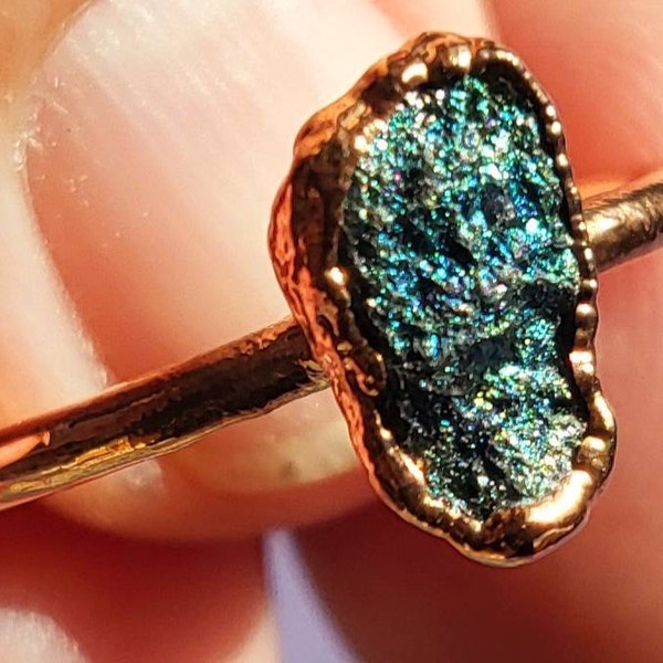 Peacock Ore Ring // Chalcopyrite Ring // Raw Stone Ring // Peacock Ore ...
