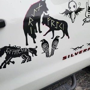 HUGINN and MUNINN With GUNGNIR Vinyl Sticker Decal Asatru Norse Thor ...