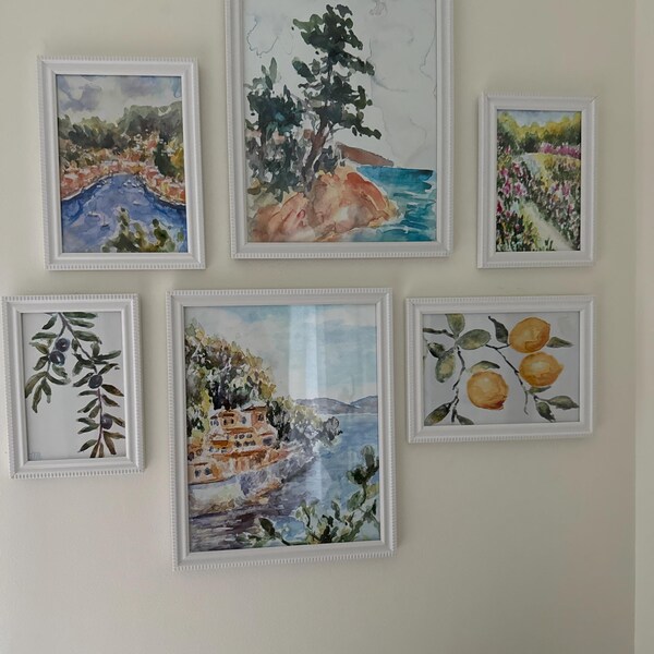 Pastel Pink Preppy Paris Watercolor Print Set of 6 Eiffel Tower Instant ...