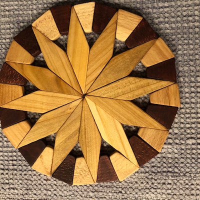 Festive Design Handmade Hot Plate Trivet Pot Holder Set of 2. Wood ...