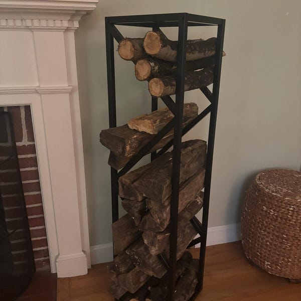 Firewood Rack, Metal Log Holder, Fireplace Accessory, Home and Garden ...