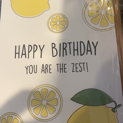 Lemon Birthday Card, Funny Birthday Card, Cute Birthday Card, Pun ...