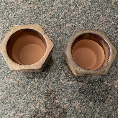 Self Watering Hexagon Shape Ceramic Pot, African Violet Pot, Succulent ...