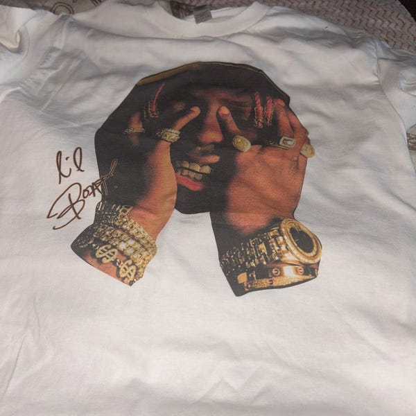White Vintage Rap Tee Lil Baby, Hip Hop Graphic Print T-shirt, Merch T ...