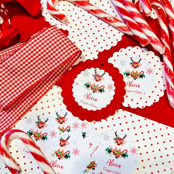 Editable Reindeer Favor Tag, Christmas Thank You Tag, Winter Gift Tag ...