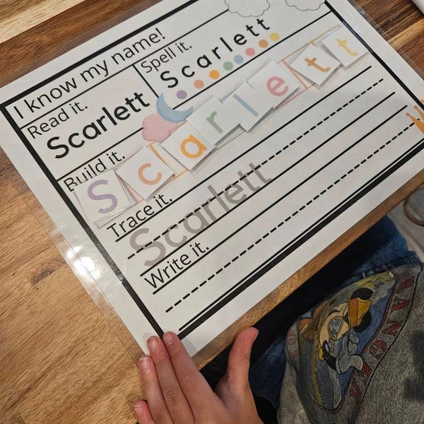 Dry Erase Name Mat, Montesorri Activity to Learn to Spell and Write ...