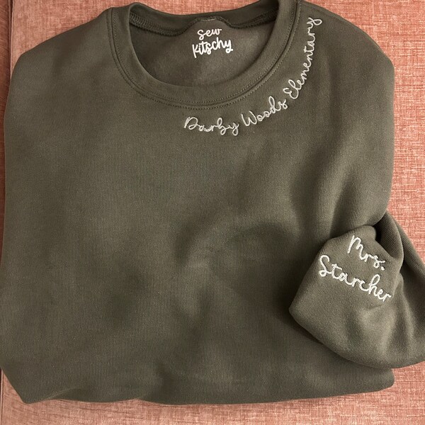 CUSTOM EMBROIDERED CREW + Custom Embroidered Crew Neck Sweatshirt - Etsy