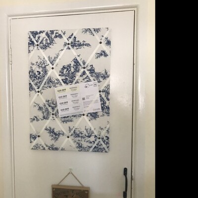 Natural Linen Fabric Notice Board many Different Coloured Ribbons and ...