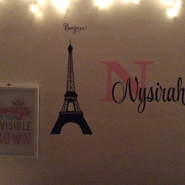 Personalized Name Paris Wall Decal - Custom Name Paris Wall Sticker ...
