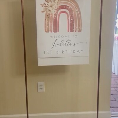 Boho Rainbow Welcome Birthday Sign Template Modern Pink - Etsy