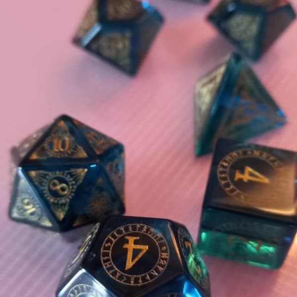 Full Dnd Dice Set | Satin Finish Dice | Rainbow Matt Glass| Dnd Gift ...