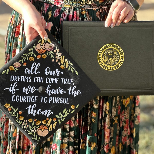 Embroidered Boho Graduation Cap Topper | Grad Cap Decoration Topper ...