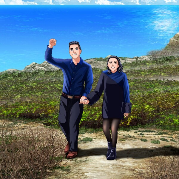 Custom Chibi Couple Portrait, Christmas Gift, Personalized Digital ...