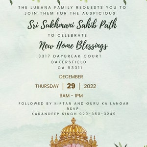 Akhand Path Invitation Sikh Invitations, Sri Akhand Path Sahib Invite ...