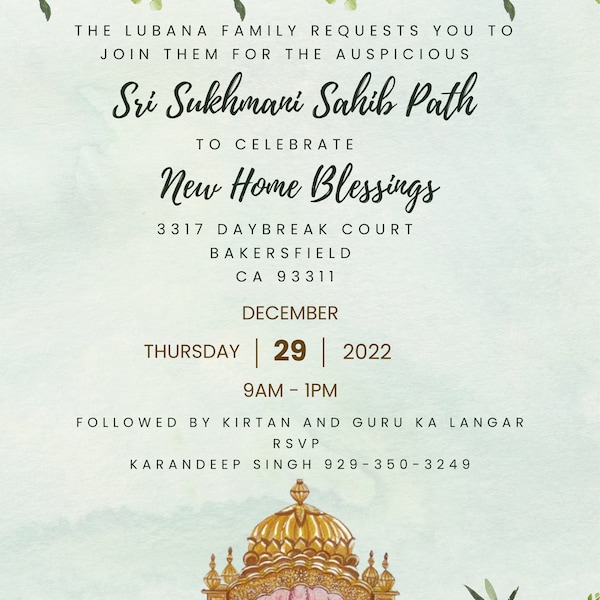 Akhand Path Invitation Sikh Invitations, Sri Akhand Path Sahib Invite ...